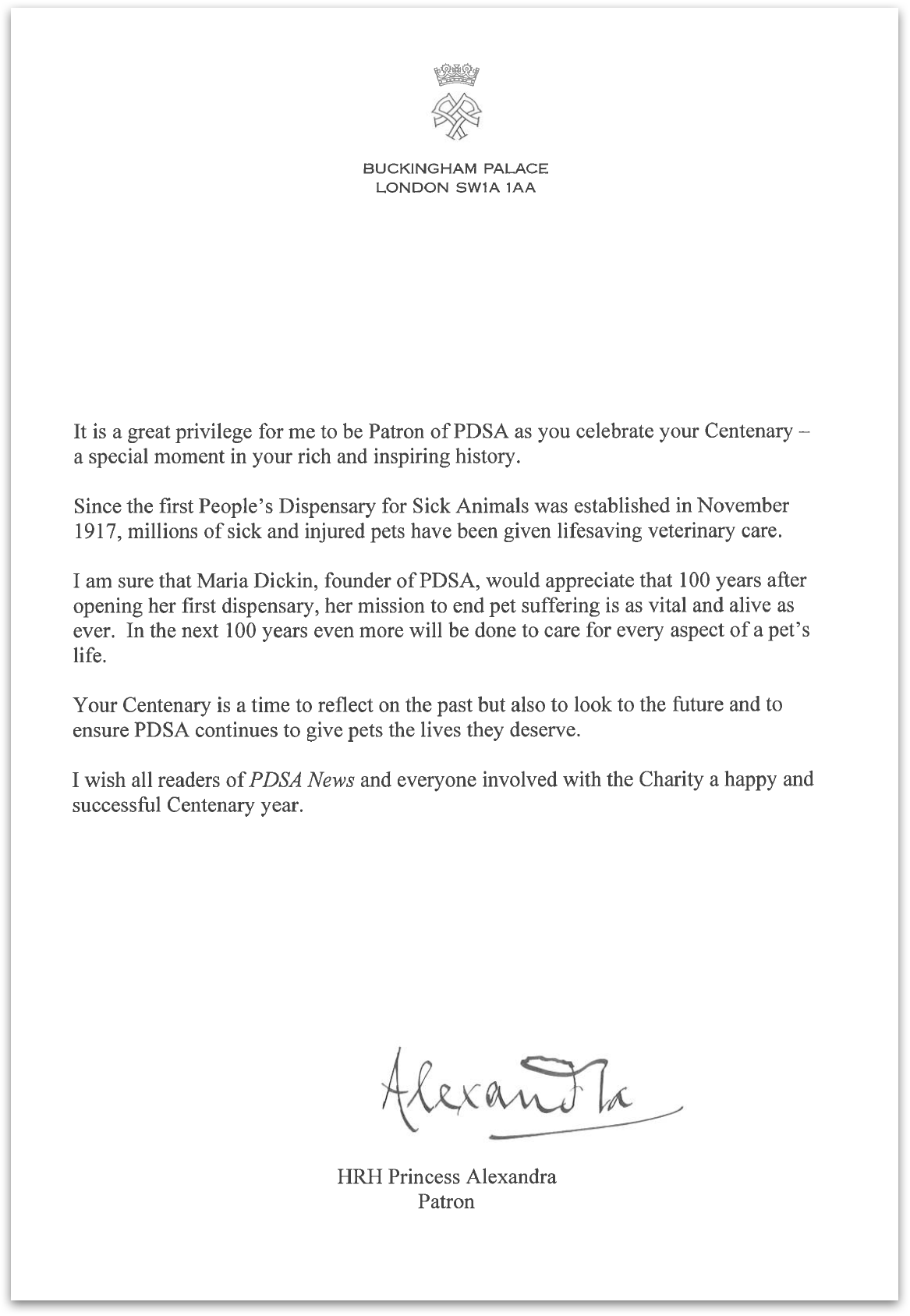 A message from our Patron